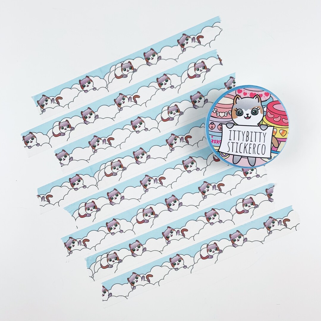 15mm Mauly Loves Clouds Sky Colorway Mauly Washi Hand Drawn Itty Bitty ...