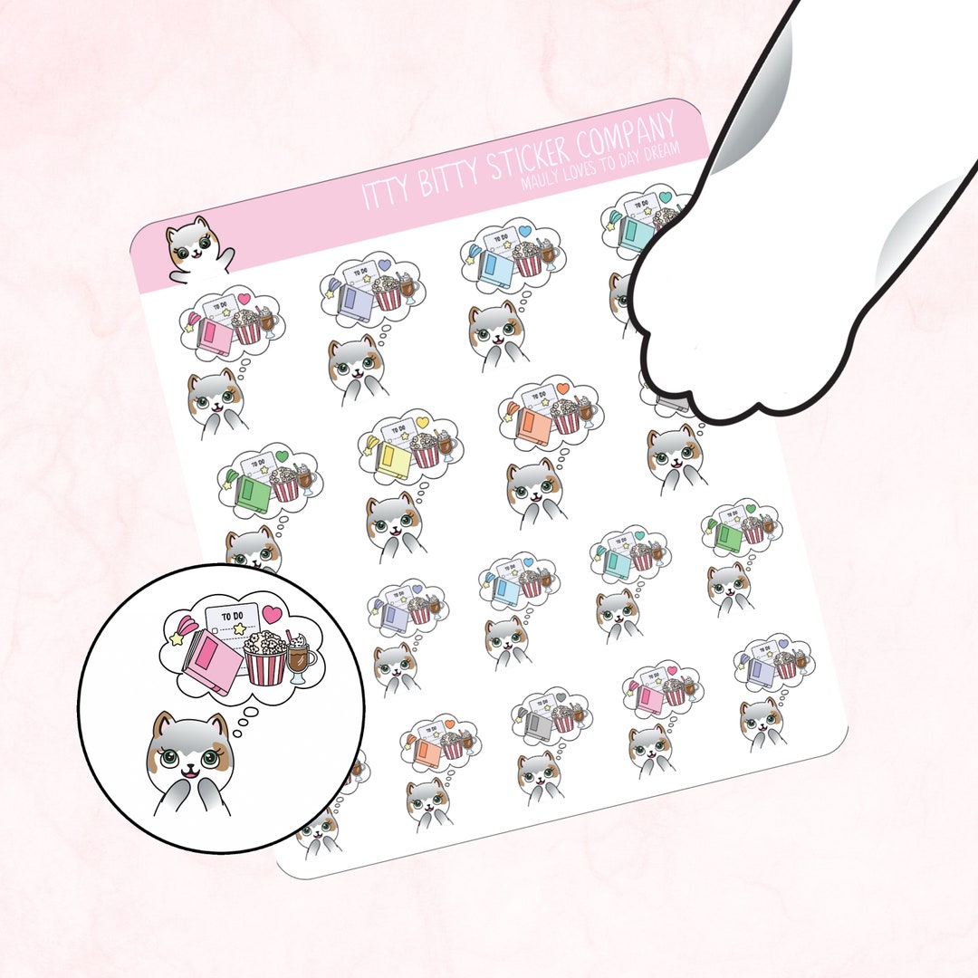 Mauly Loves to Day Dream - Hand Drawn Itty Bitty Kitty Collection - Etsy