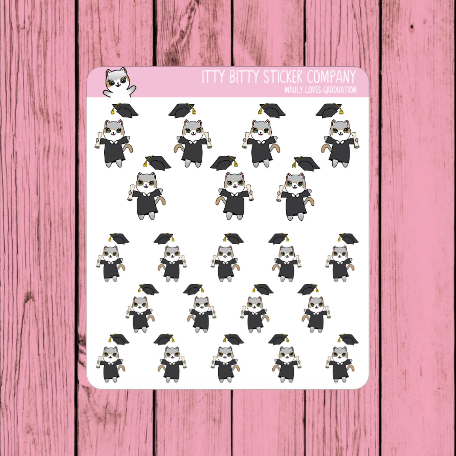 Mauly Loves Graduation Hand Drawn Itty Bitty Kitty Collection - Etsy