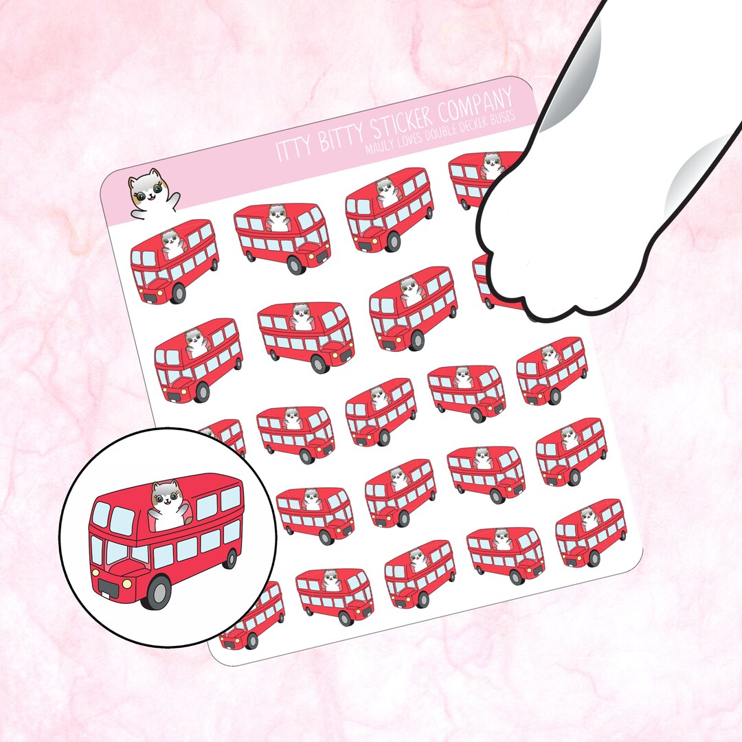 Mauly Loves Double Decker Buses - Hand Drawn Itty Bitty Kitty ...