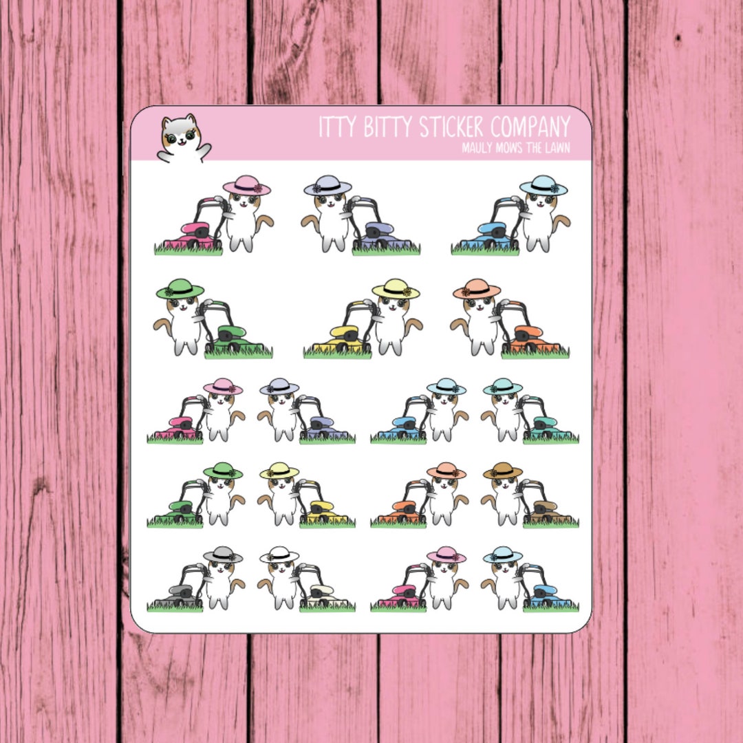 Mauly Mows Her Lawn - Hand Drawn Itty Bitty Kitty Collection - Etsy