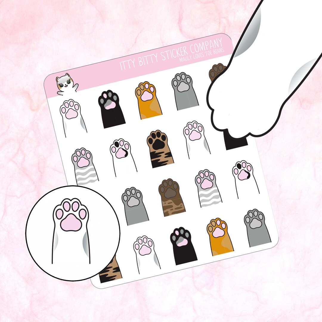 Mauly Loves Toe Beans - Large - Hand Drawn Itty Bitty Kitty Collection - Etsy