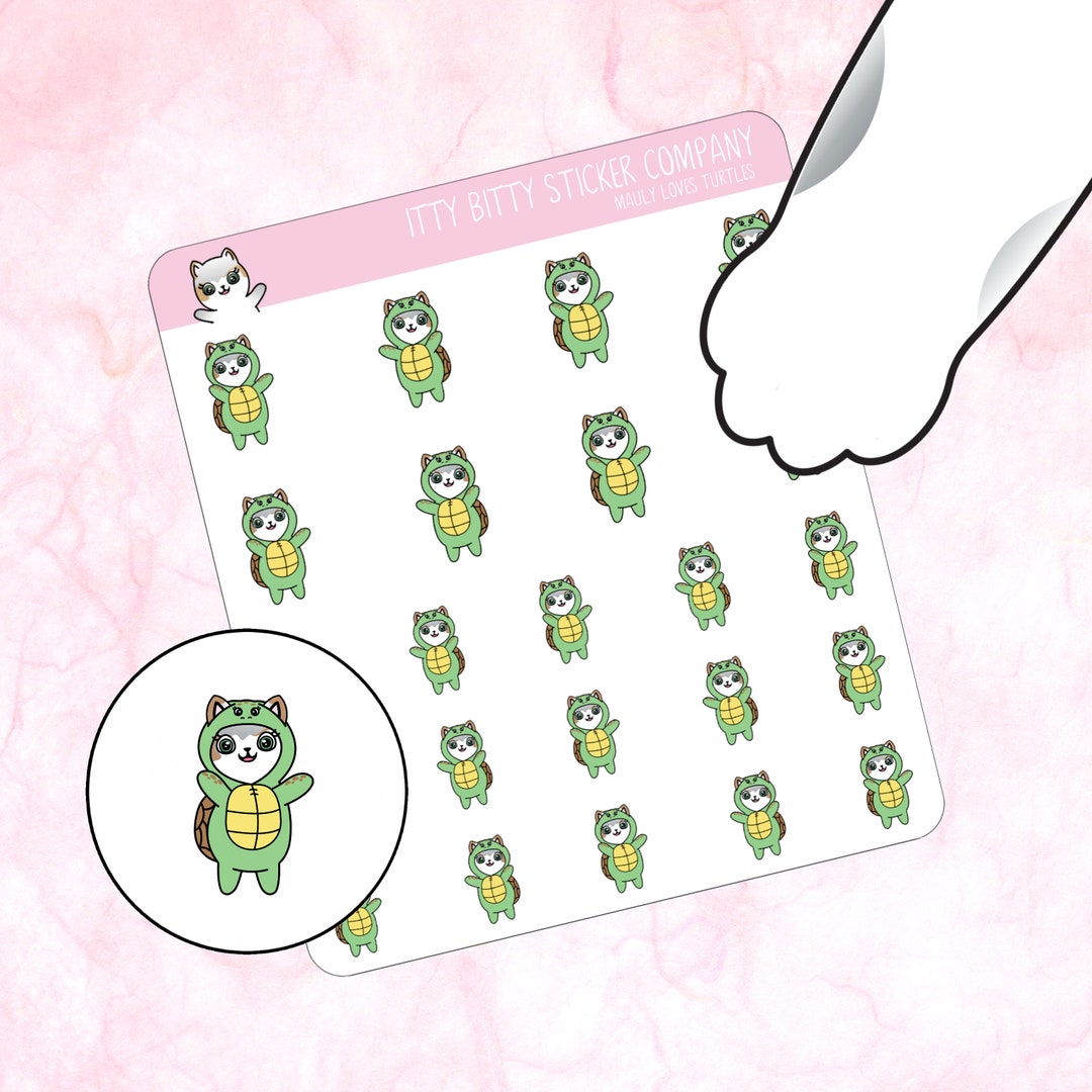 Mauly Loves Turtles Hand Drawn Itty Bitty Kitty Collection - Etsy