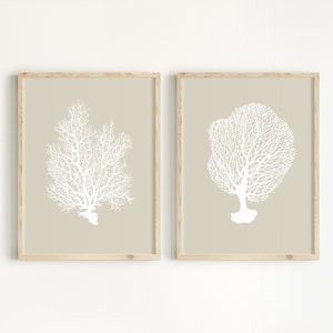 Coral Printable, Set of 2 Prints, Beige Background, Sea Fan Prints, DIY ...