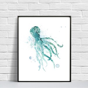 Octopus Art Print, Printable Octopus, Digital Octopus, Nautical Decor ...