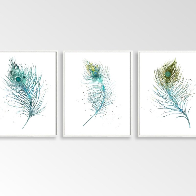 Blue Feather Print - Etsy