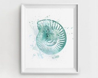 Shell Art Print Printable Shell Digital Nautical Art Shell | Etsy