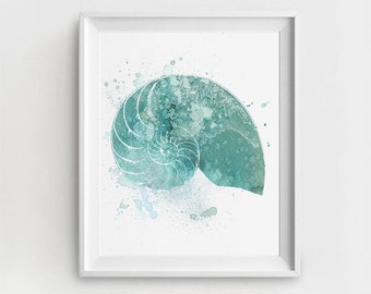 Shell Art Print Printable Shell Digital Nautical Art Shell | Etsy