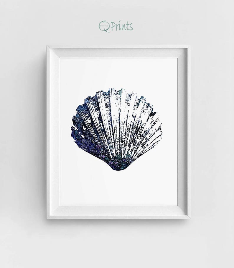 Shell Art Print Navy Blue Shell Shell Digital Art Digital - Etsy