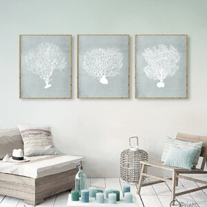 Set of 3 Prints, Nautical Triptych, Vintage Decor, Hamptons Style, Grey ...