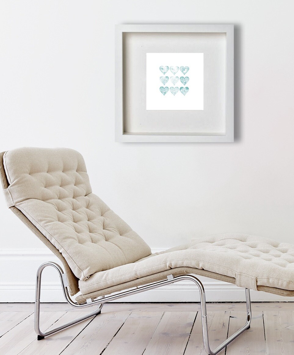 Blue Hearts Print Digital Heart Art Gift for Her Gift for - Etsy