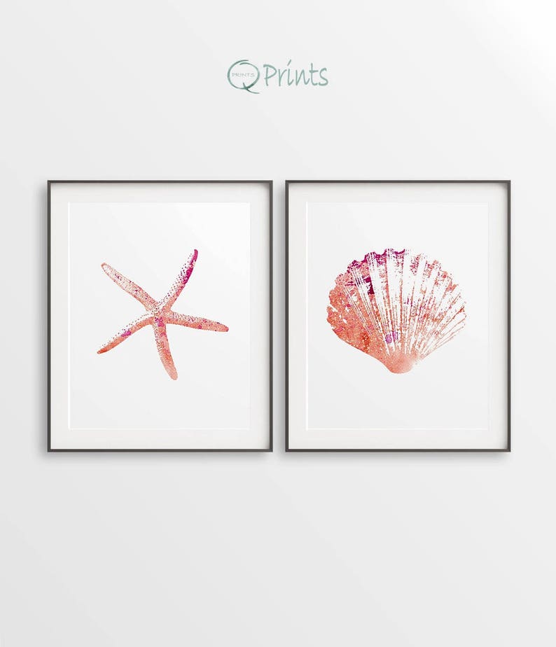 Starfish Prints Stsrfish Diptych Set of 2 Prints Magenta - Etsy
