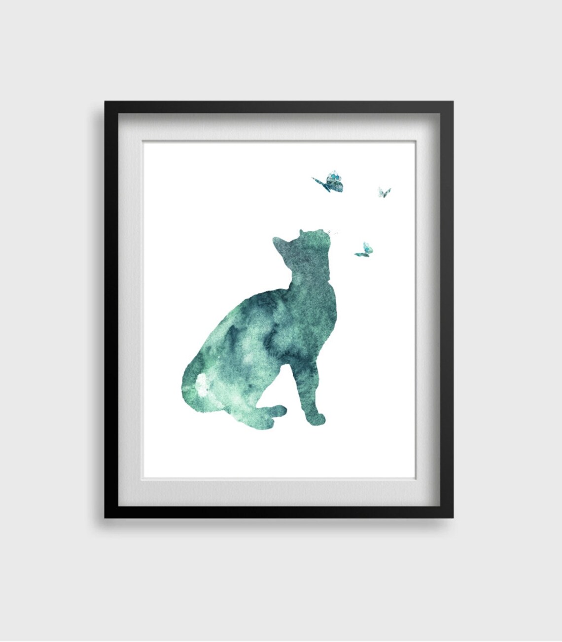 Set of 2 Cat Prints Prints of Cats Turquoise Cats DIY Wall - Etsy