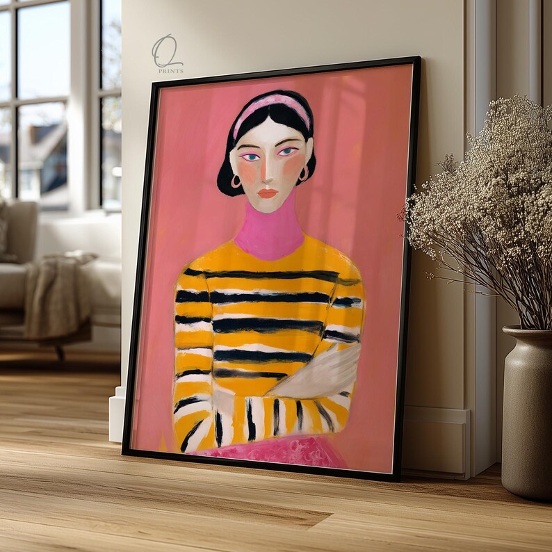 Colorful Woman Portrait Print, Modern Fashion Wall Art, Bold Abstract ...