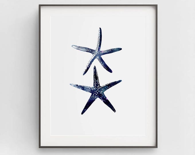 Stafish Art Print Navy Blue Starfish Two Starfish Digital - Etsy