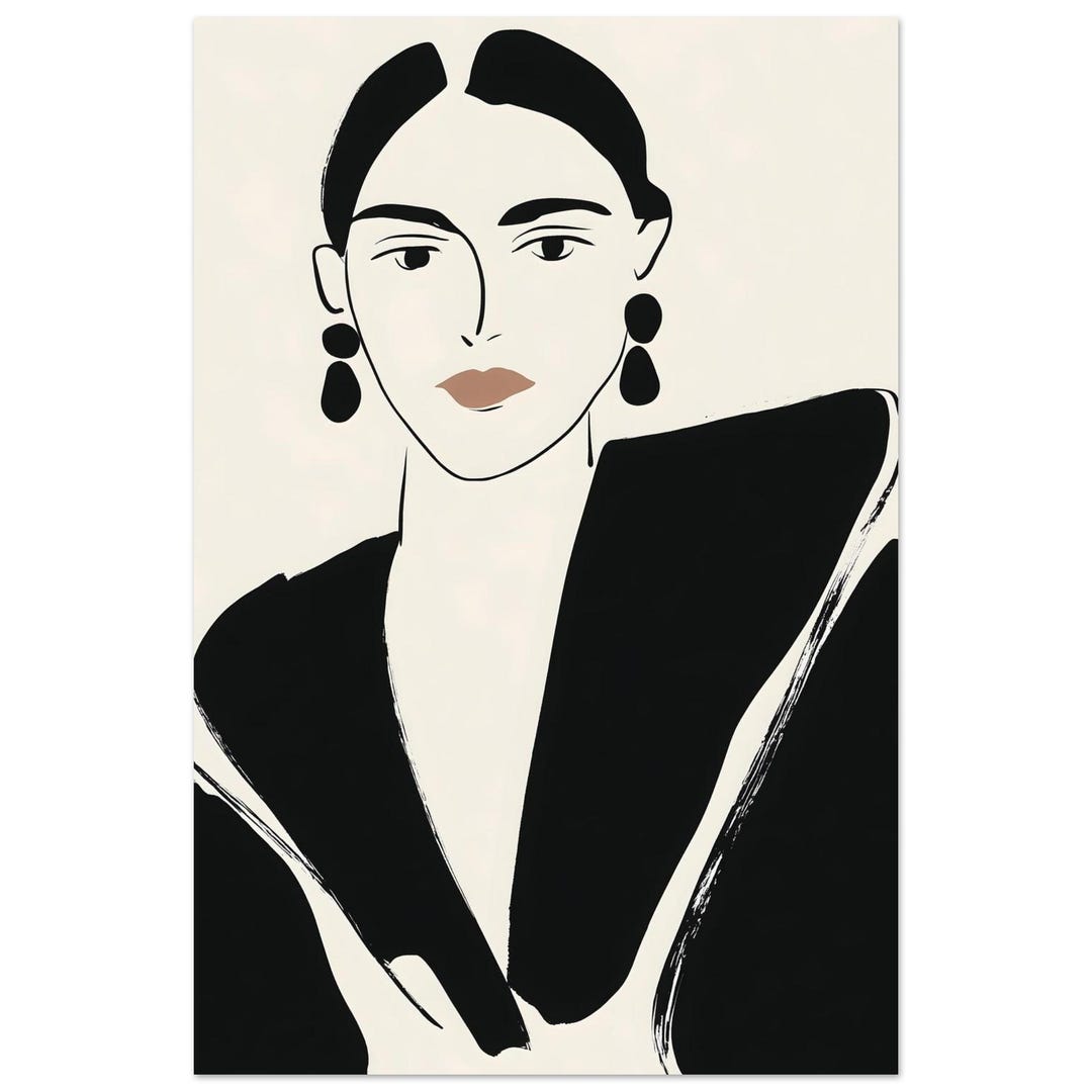 Minimalist Woman Portrait Wall Art, Black White Fashion Print ...