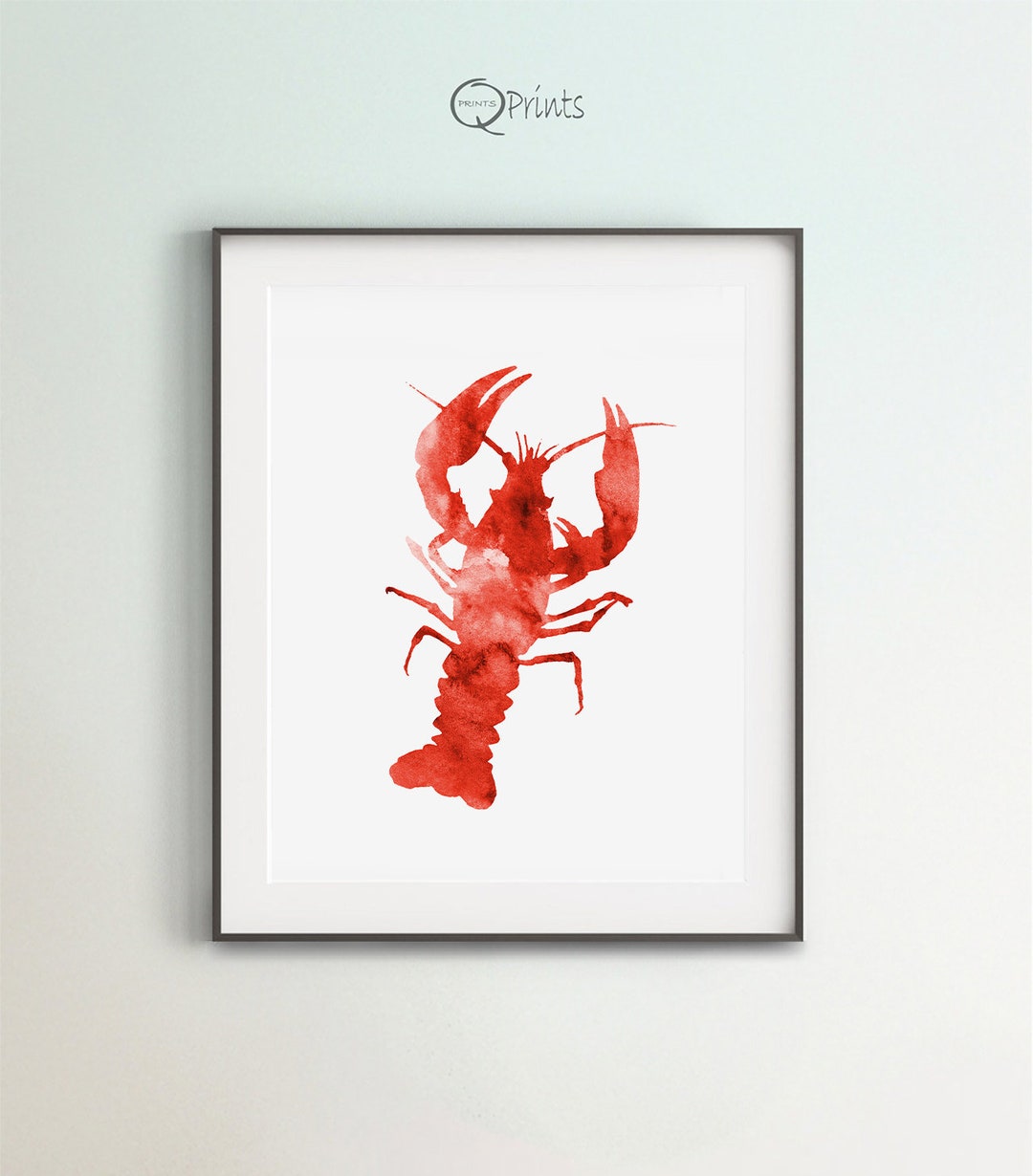 Lobster Art Print, Red Crawfish, Crayfish Printable, DIY Wall Art ...