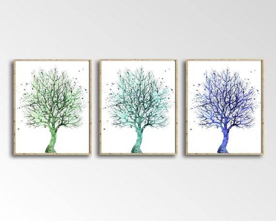 Set of 3 Trees Tree Prints Digital Trees Trees Printable | Etsy