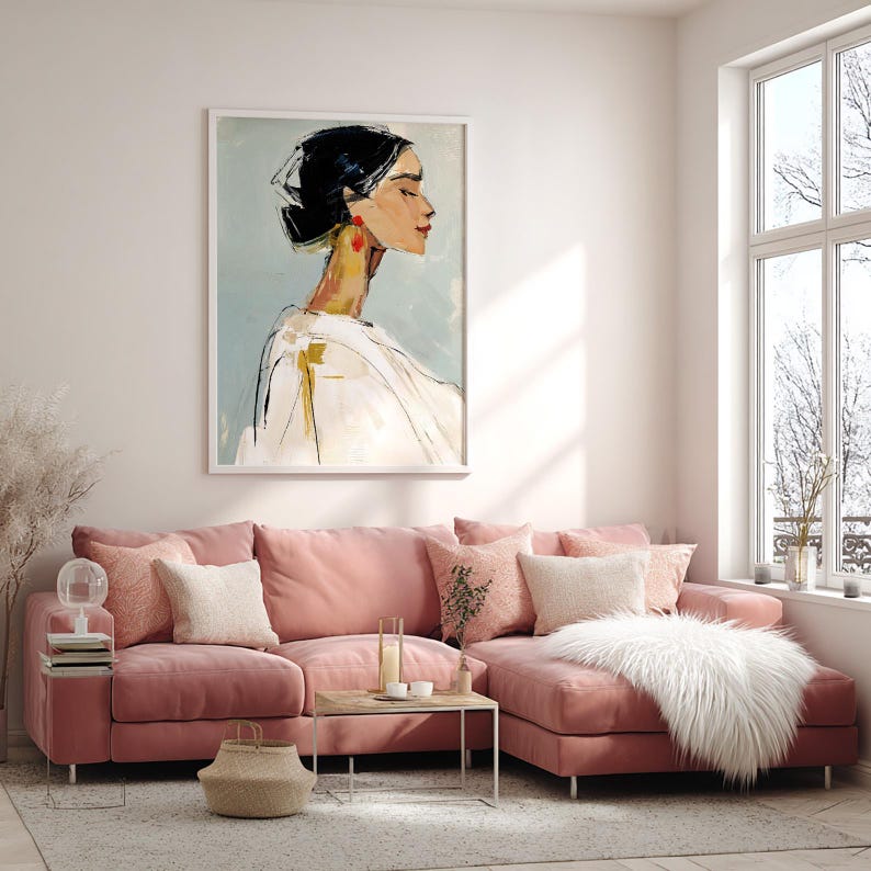 Elegant Woman Profile Print, Modern Female Portrait, Contemporary ...
