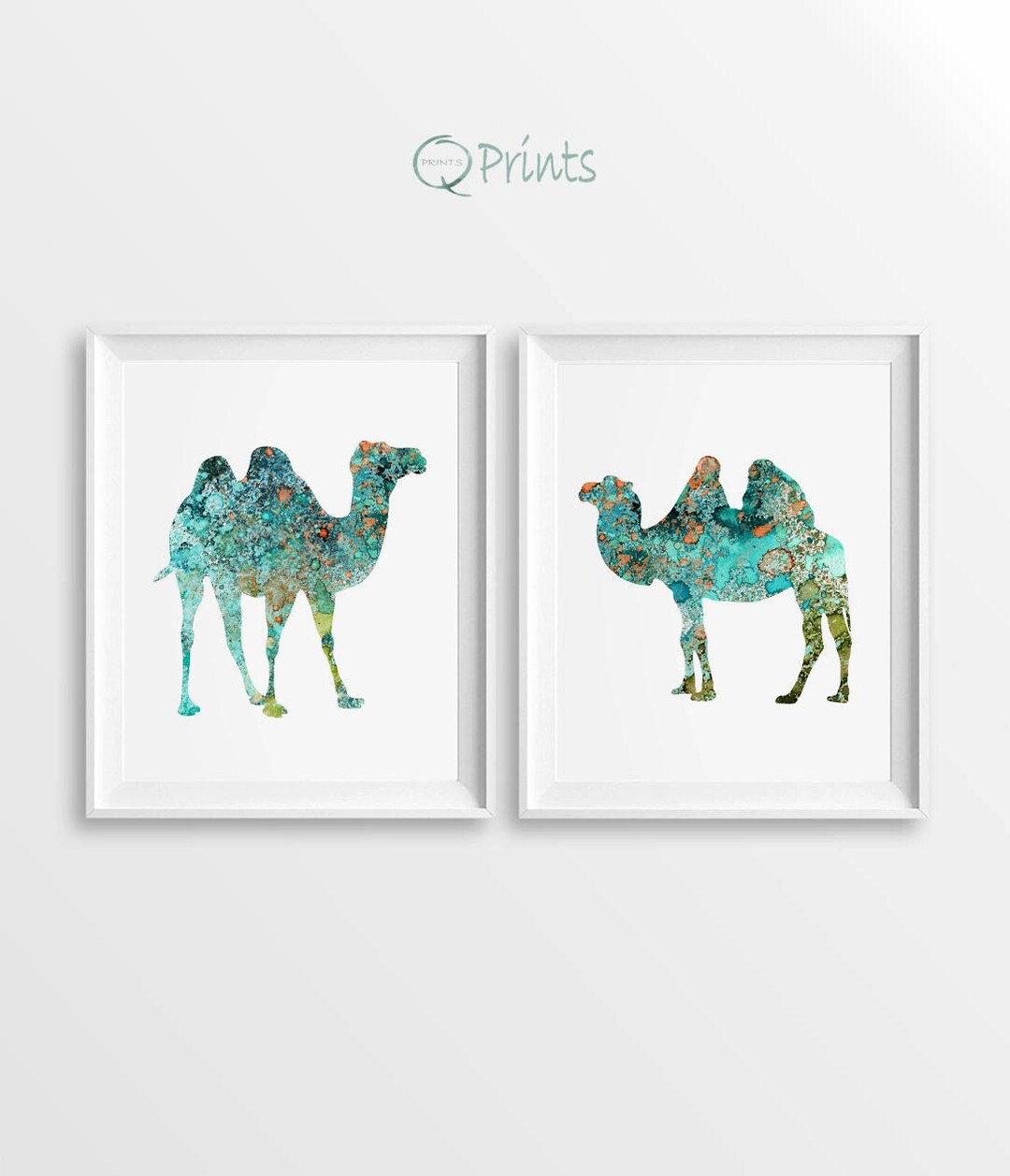 Set of 2 Camels, Camel Print, Digital Camel, Turquoise Camels, Camel ...