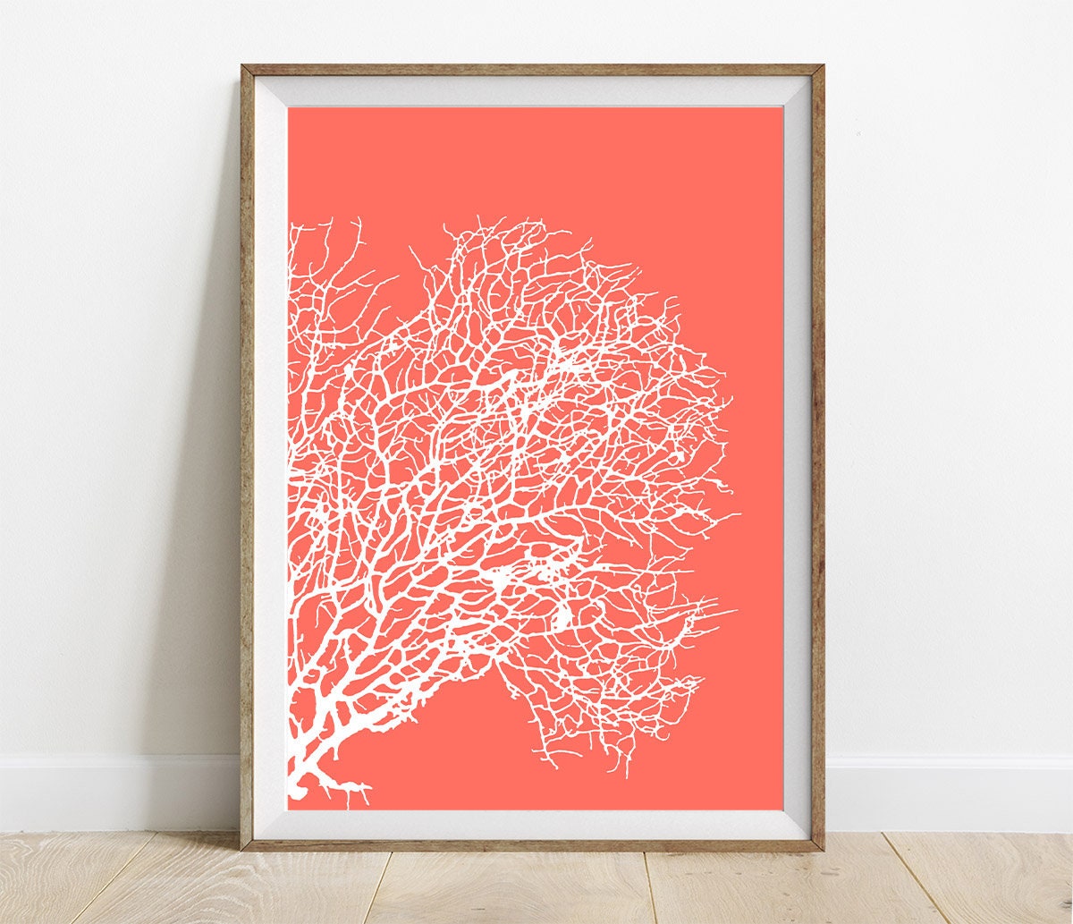 Set of Coral Prints, Set of 4 Printables, Orange Coral Colour, Hamptons ...