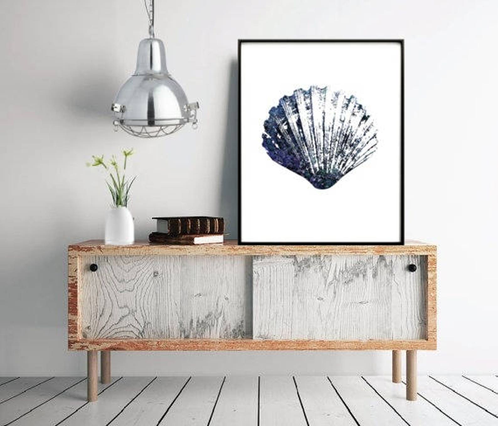 Shell Art Print Navy Blue Shell Shell Digital Art Digital - Etsy