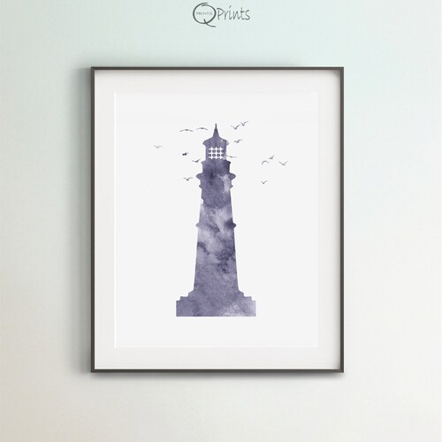 Lighthouse Print Blue Teal Lighthouse Coastal Wall Art - Etsy