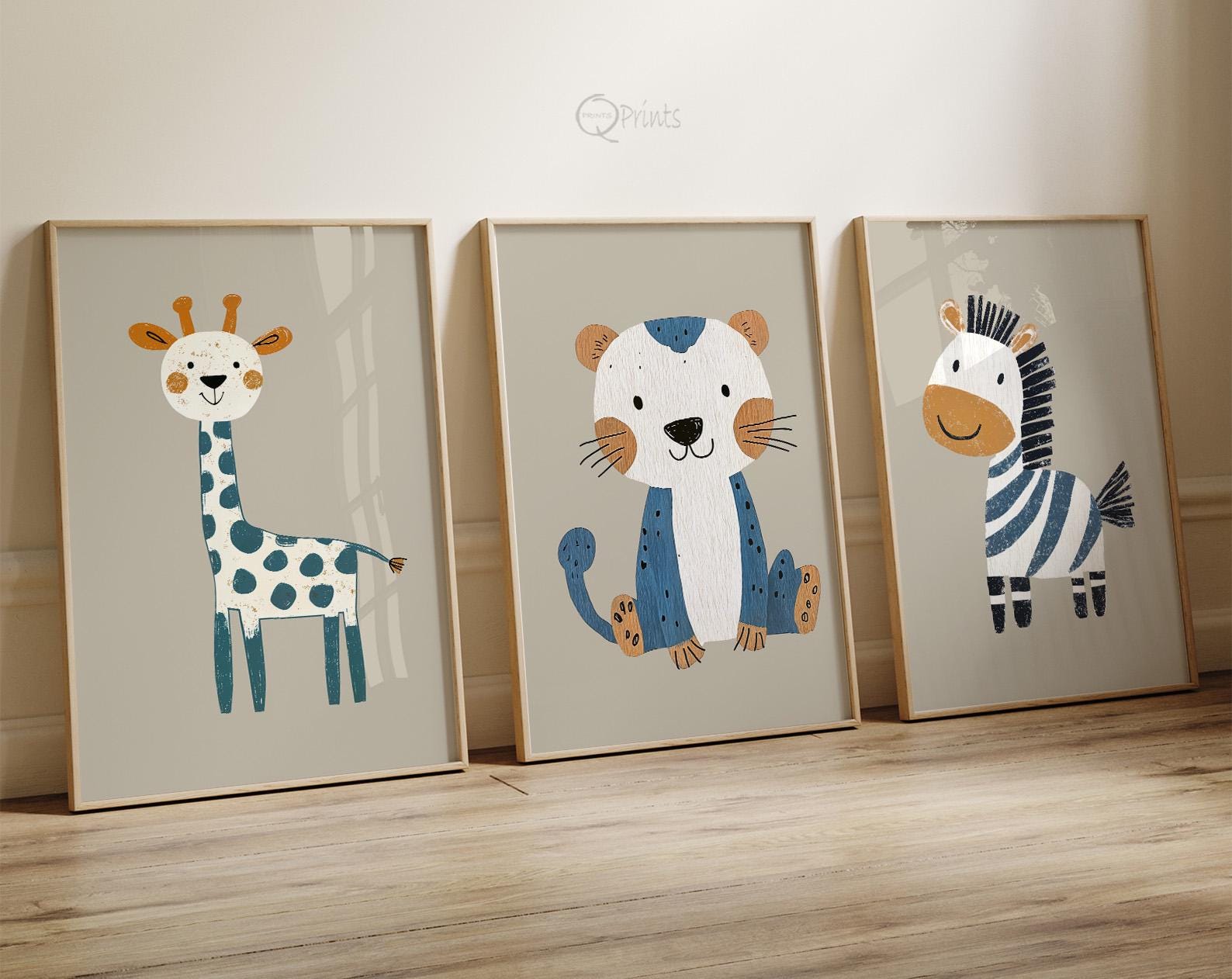 Safari Animal Nursery Prints Set of 3, Giraffe Leopard Zebra Wall Art ...