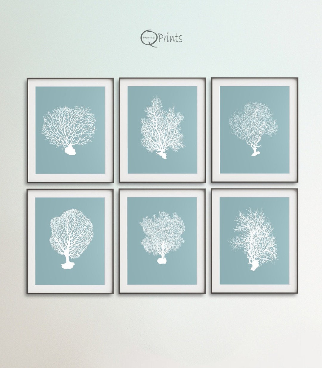 Set of 6 Coral, Coral Prints, Bathroom Decor, Sea Life Decor Print, DIY ...