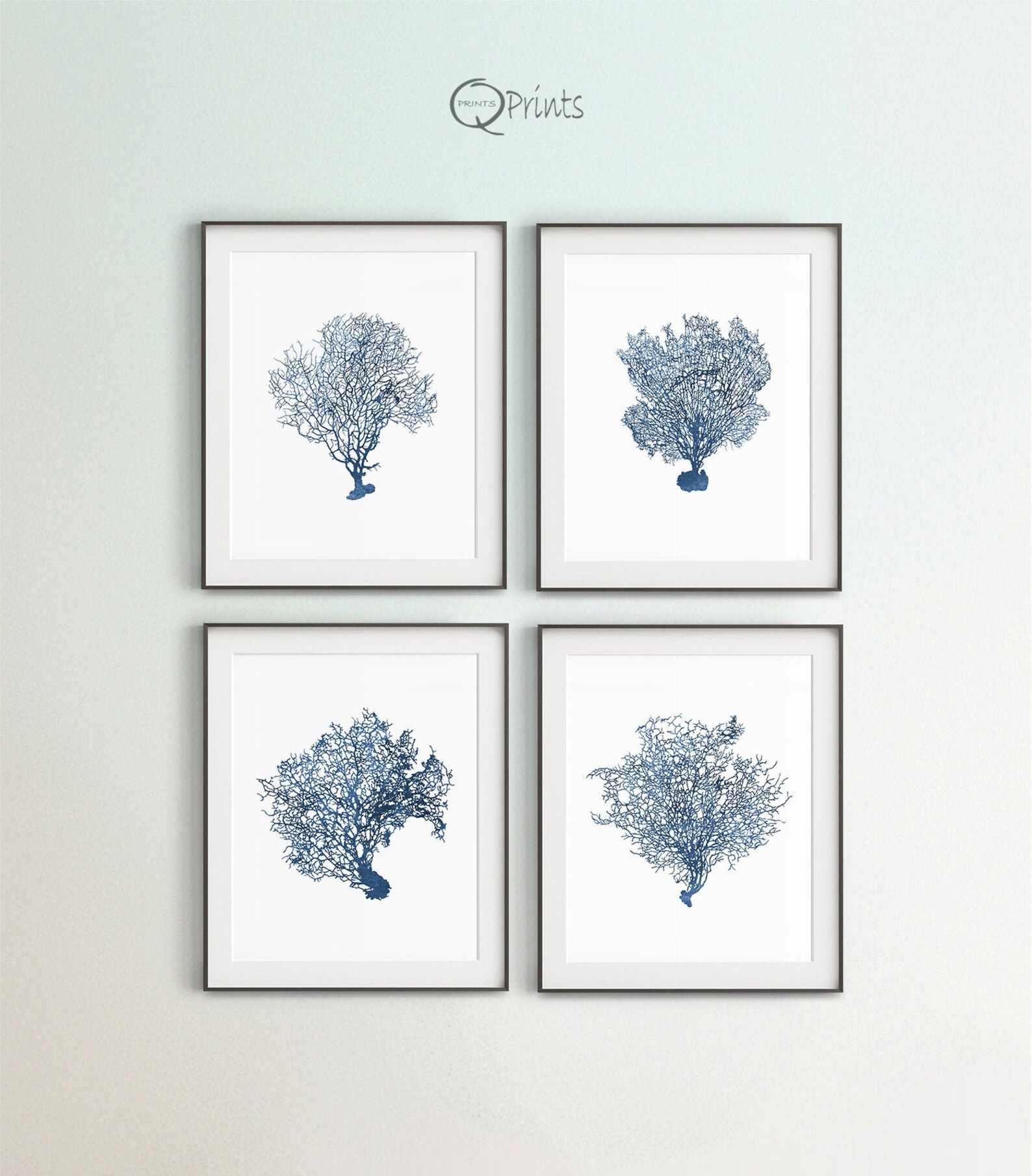 Nautical Prints Set of 4 Digital Nautical Art Corals - Etsy