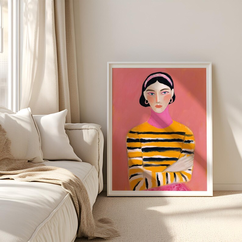 Colorful Woman Portrait Print, Modern Fashion Wall Art, Bold Abstract ...