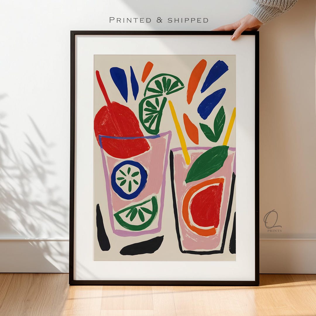 Colorful Cocktail Wall Art Print, Summer Drink Poster, Modern Kitchen ...