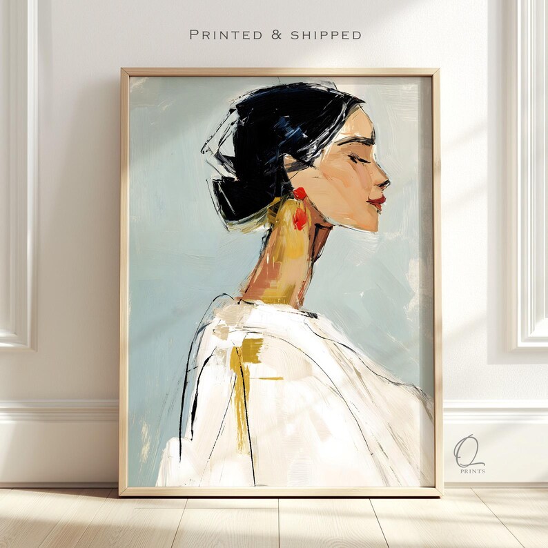 Elegant Woman Profile Print, Modern Female Portrait, Contemporary ...