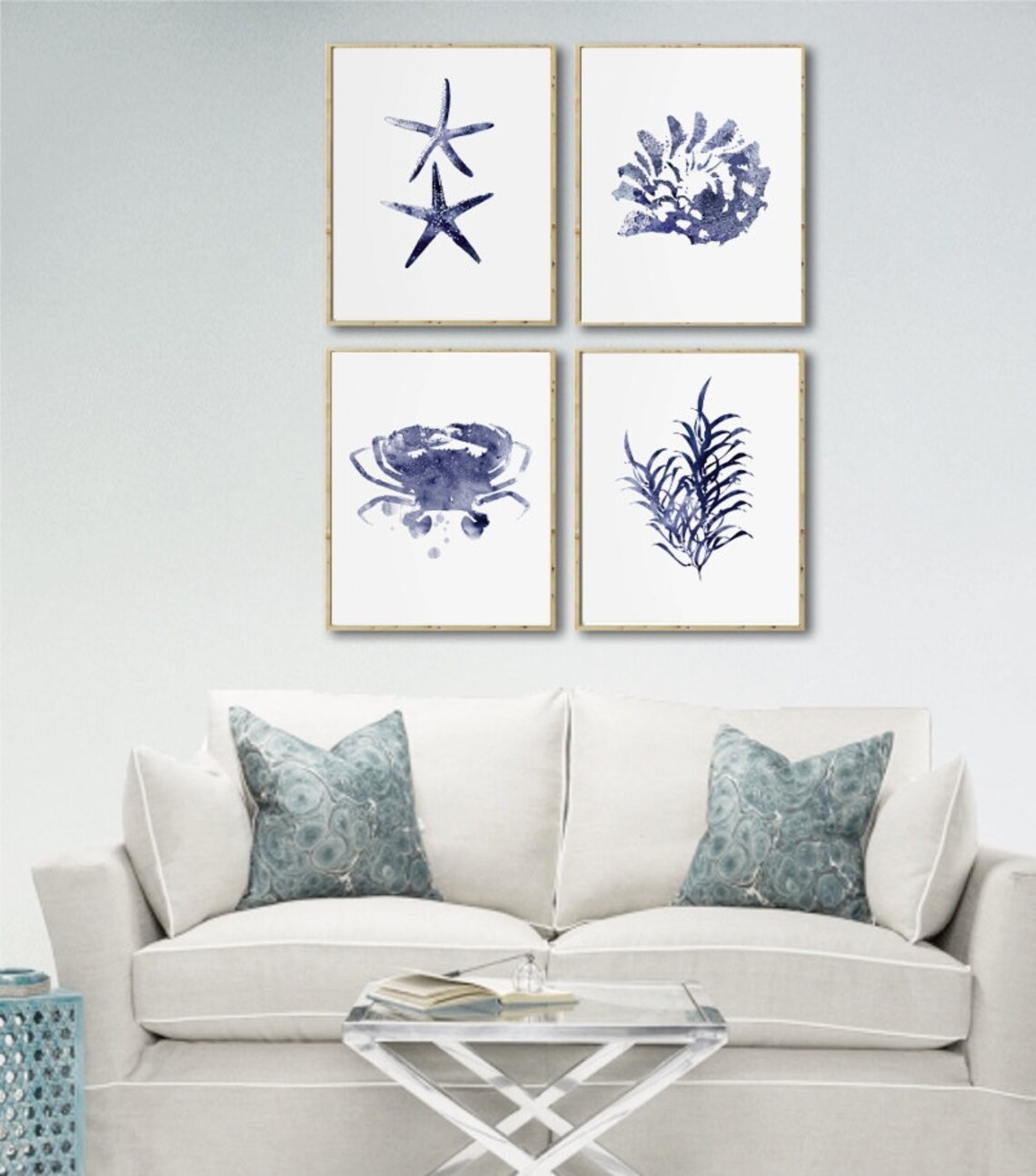 4 Nautical Prints Nautical Set Navy Blue Printables - Etsy