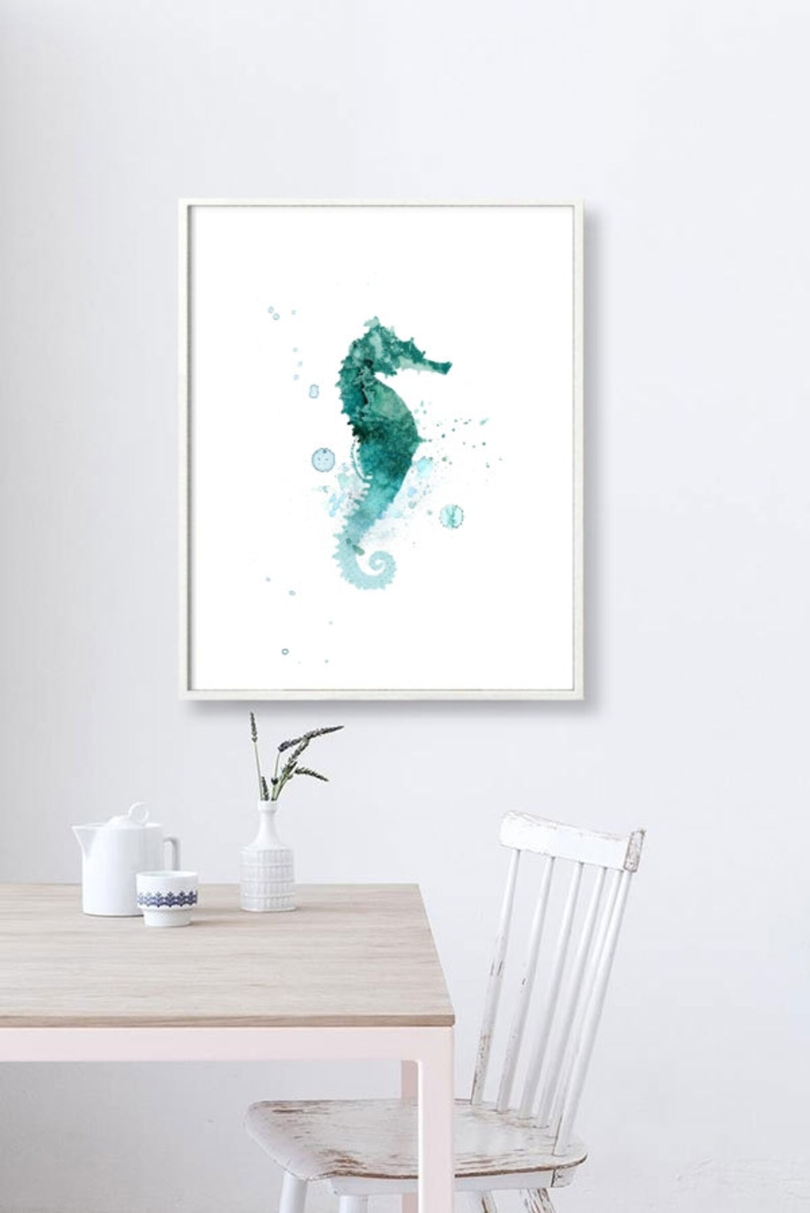 Seahorse Art Print, Printable Seahorse, Digital Seahorse, Nautical ...