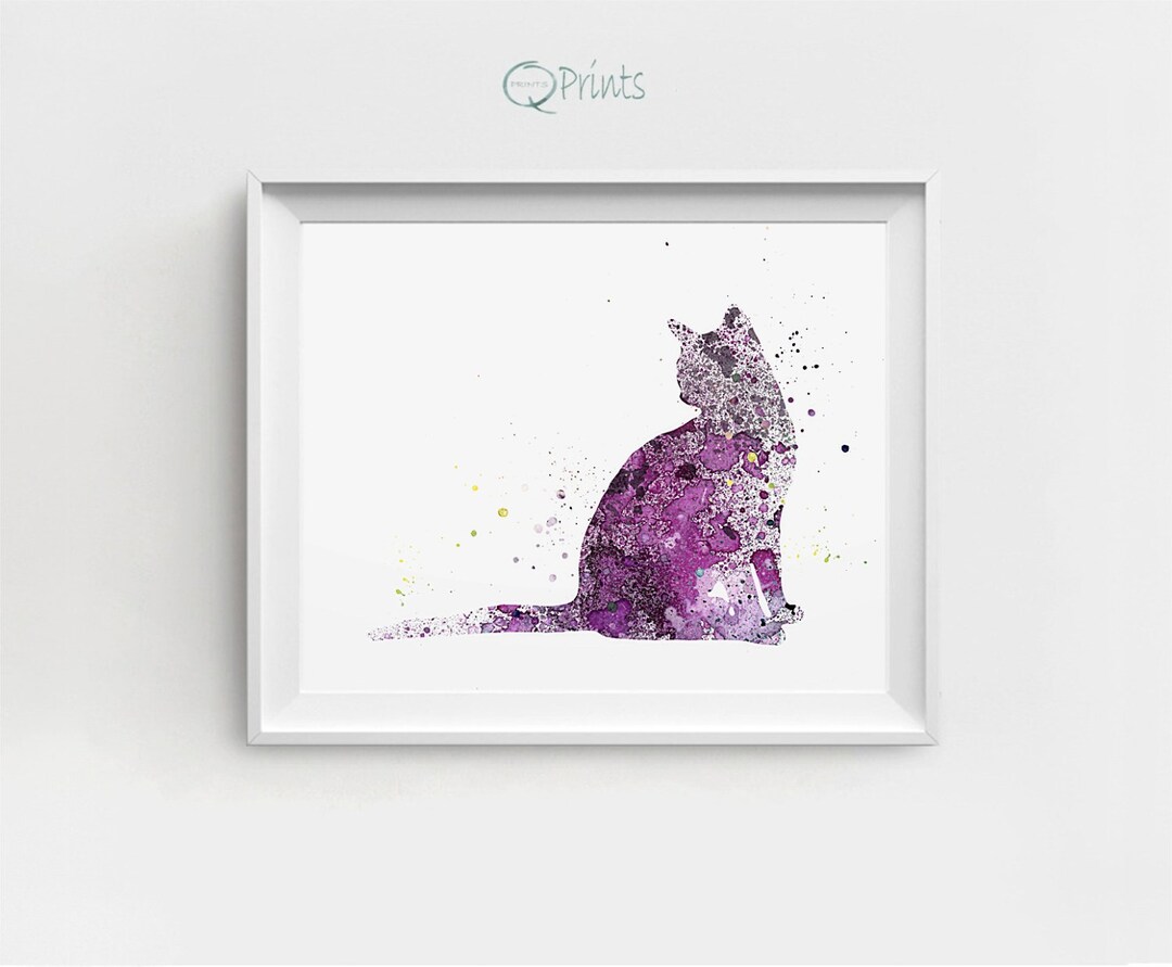 Watercolor Cat Print, Cat Decor, Digital Cat, Cat Printable, Cat ...