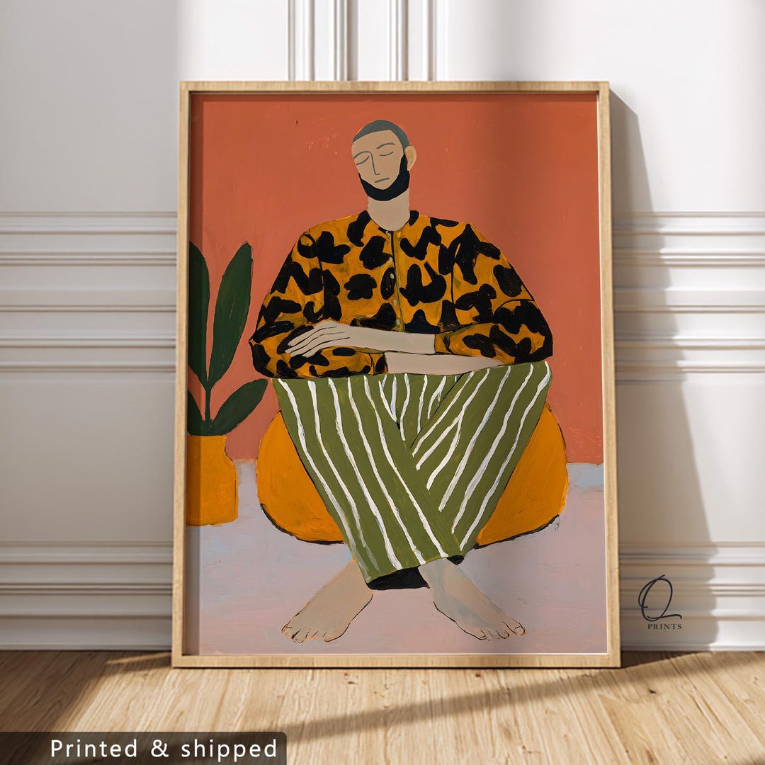 Modern Man Wall Art Print, Minimalist Male Portrait, Contemporary ...