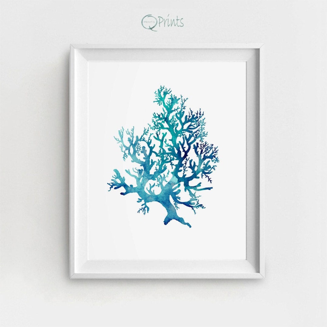 Coral Art Print, Digital Coral, Turquoise Coral, Coral Printable ...