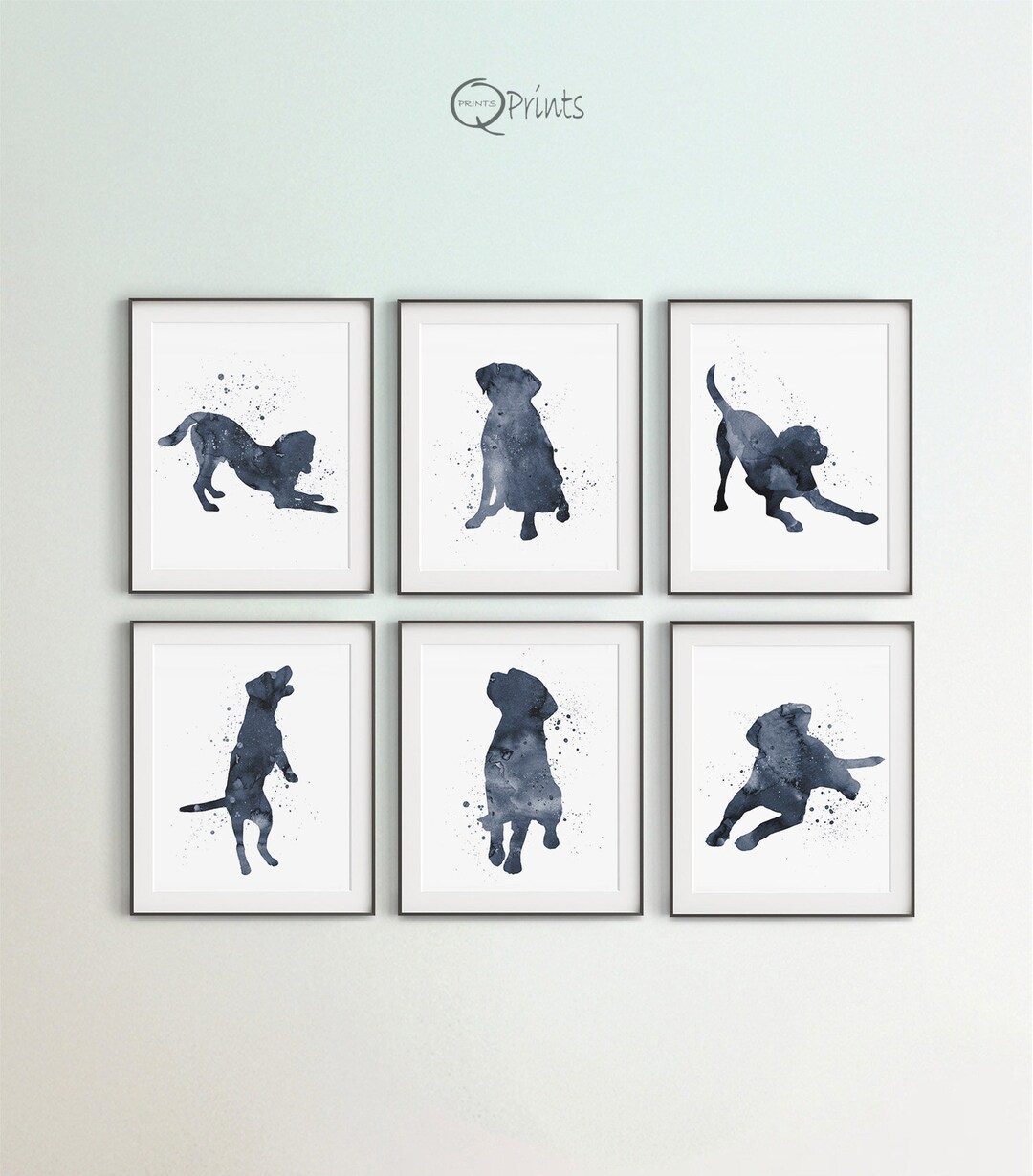 Labrador Print, Lab Printable, Set of 6 Prints, Largewall Art, Dark ...