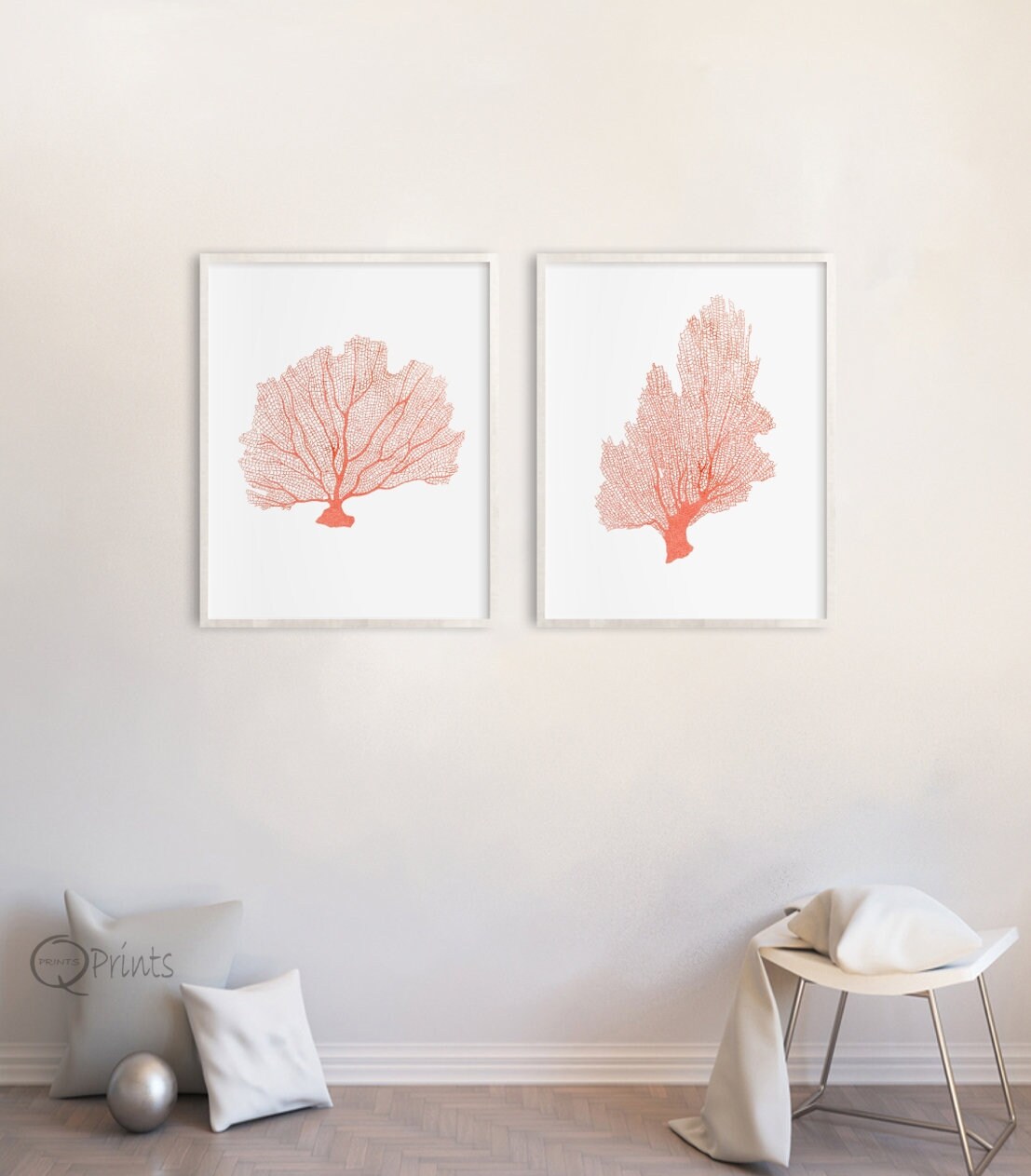 Coral Print Set of 2 Prints Printable Corals Coral Color | Etsy