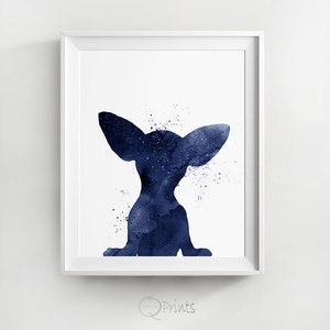 Chihuahua Print, Navy Blue , Chihuahua Poster, Dog Illustration, Large ...