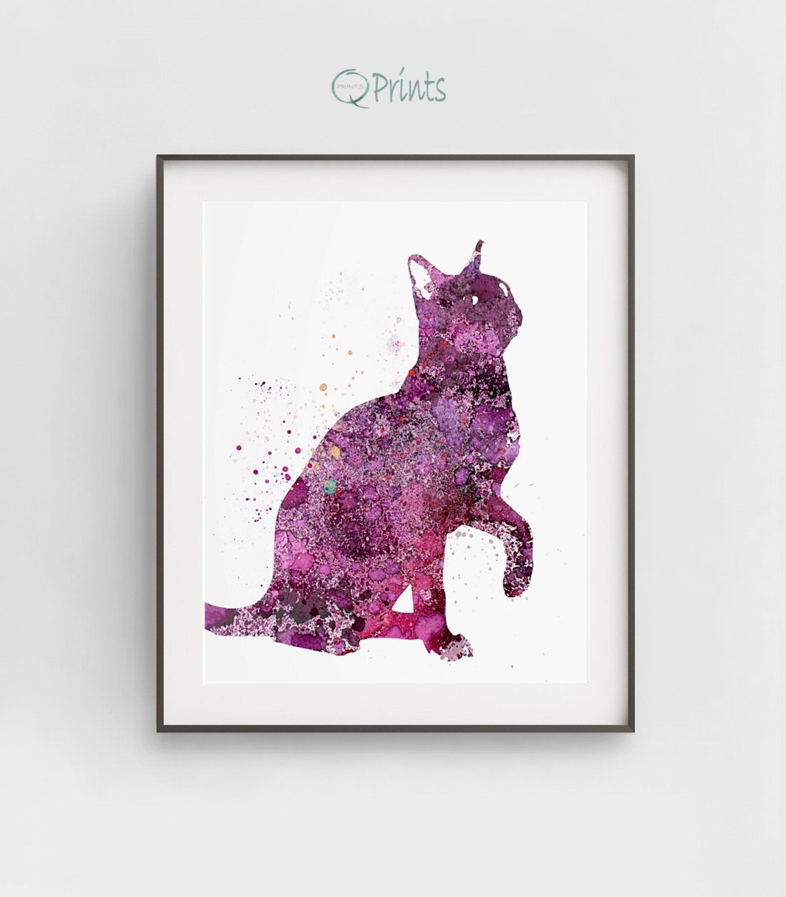 Set of 3 Cat Prints Digital Prints Purple Pink Printable | Etsy
