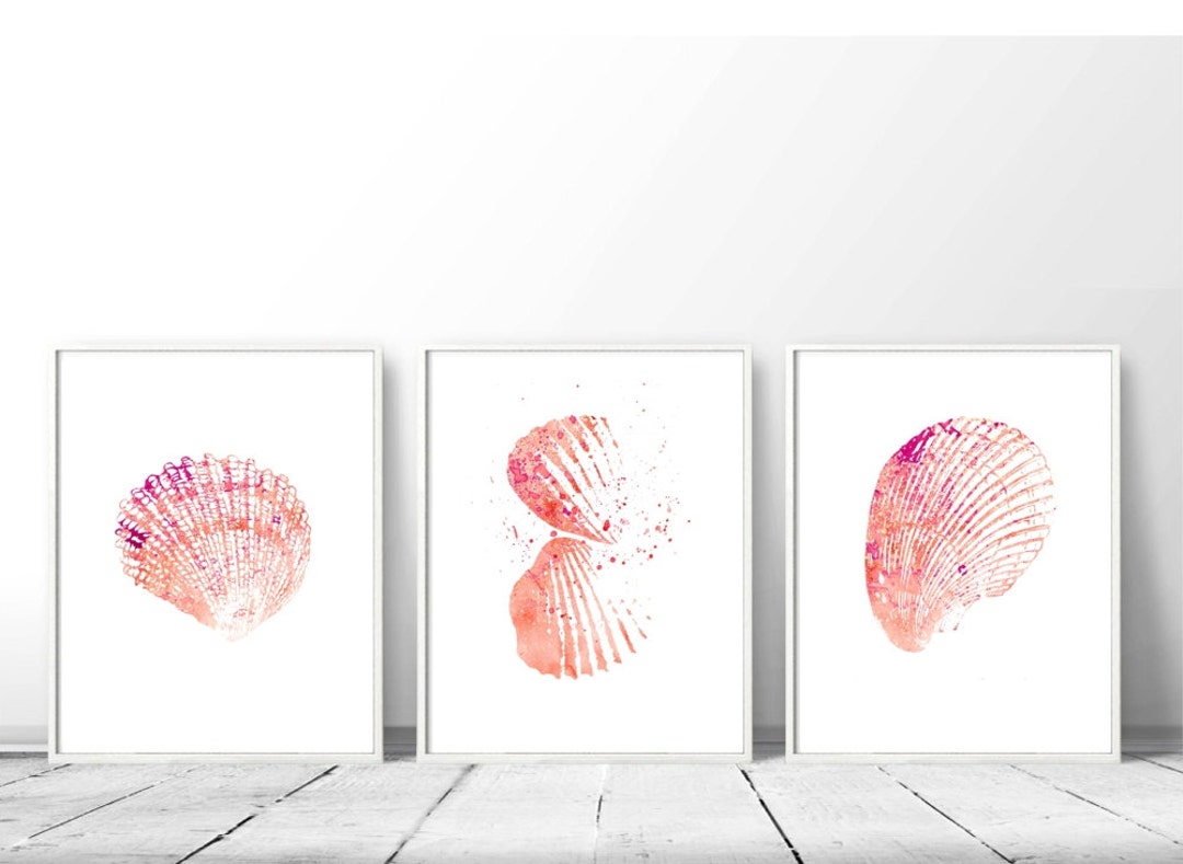 Set of 3 Shells Printable Shells Three Shells Ocean Decor - Etsy