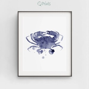 4 Nautical Prints, Nautical Set, Navy Blue Printables, Crayfish ...