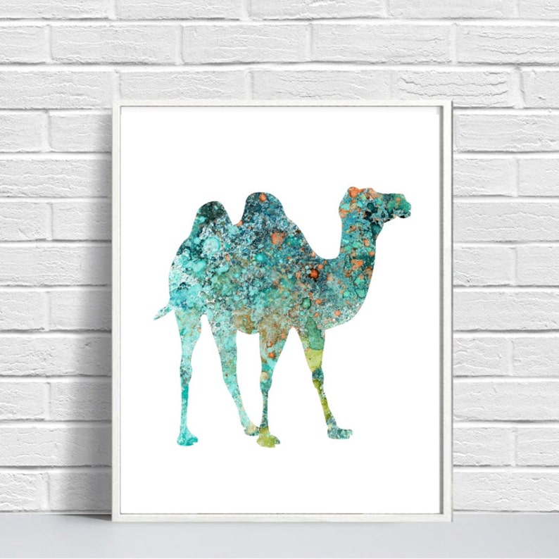 Set of 2 Camels Camel Print Digital Camel Turquoise Camels - Etsy