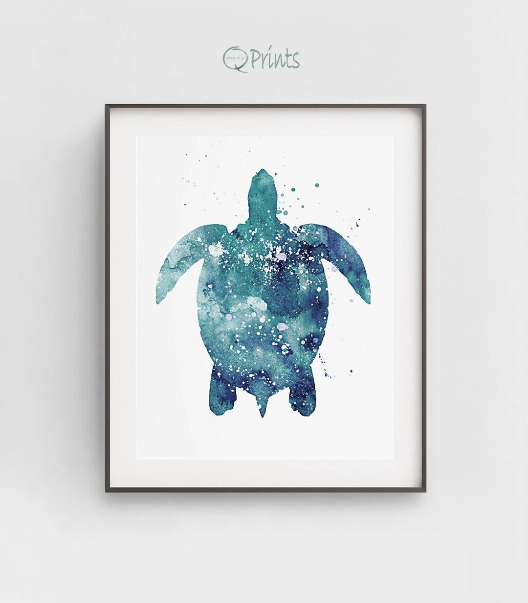 Turtle Art Print Digital Nautical Art Turtle Printable Blue - Etsy ...