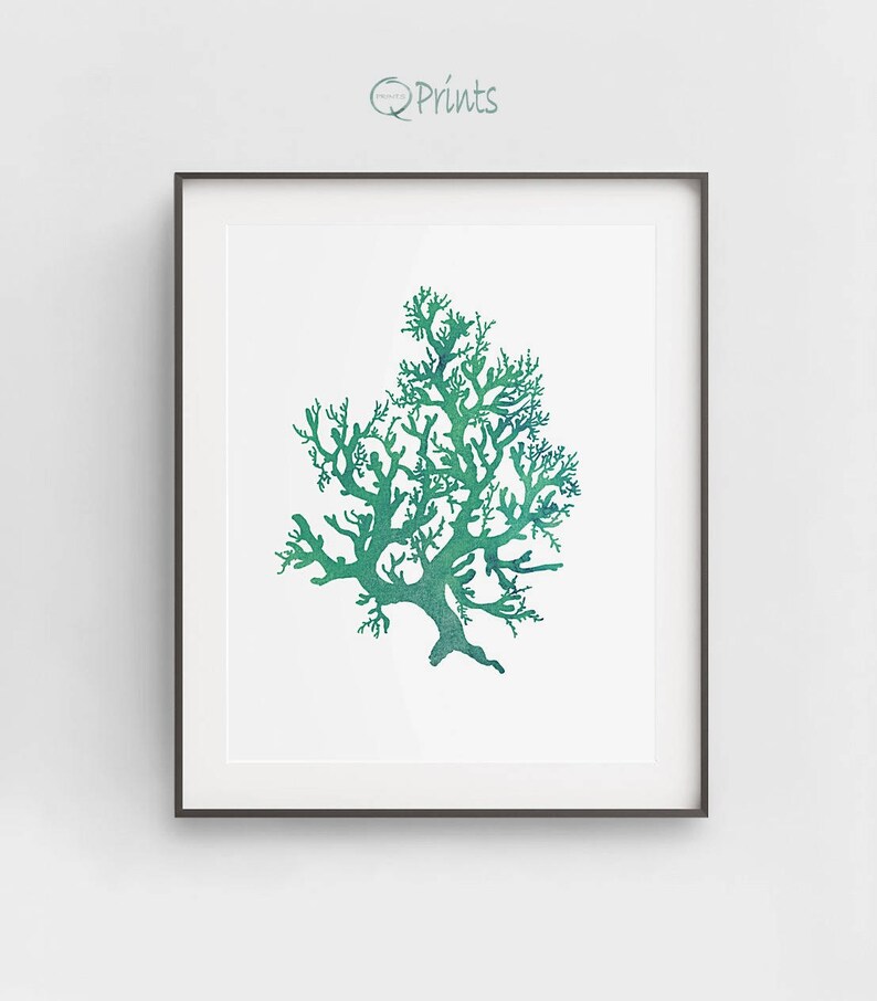 Coral Prints, Set of 6 Sea Corals, Turquoise Blue, Printable Corals ...