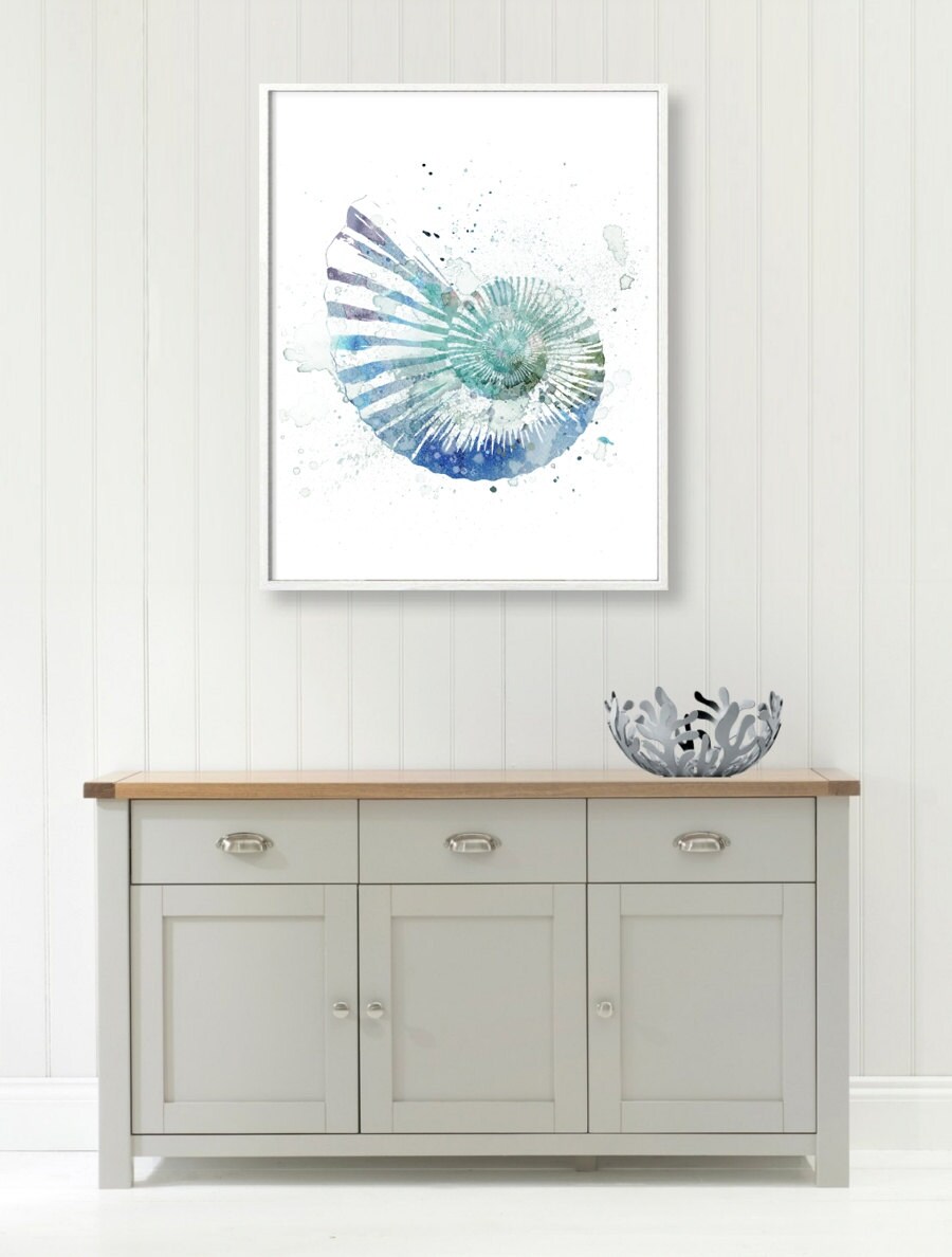 Shell Art Print, Printable Shell, Digital Nautical Art, Shell Painting ...
