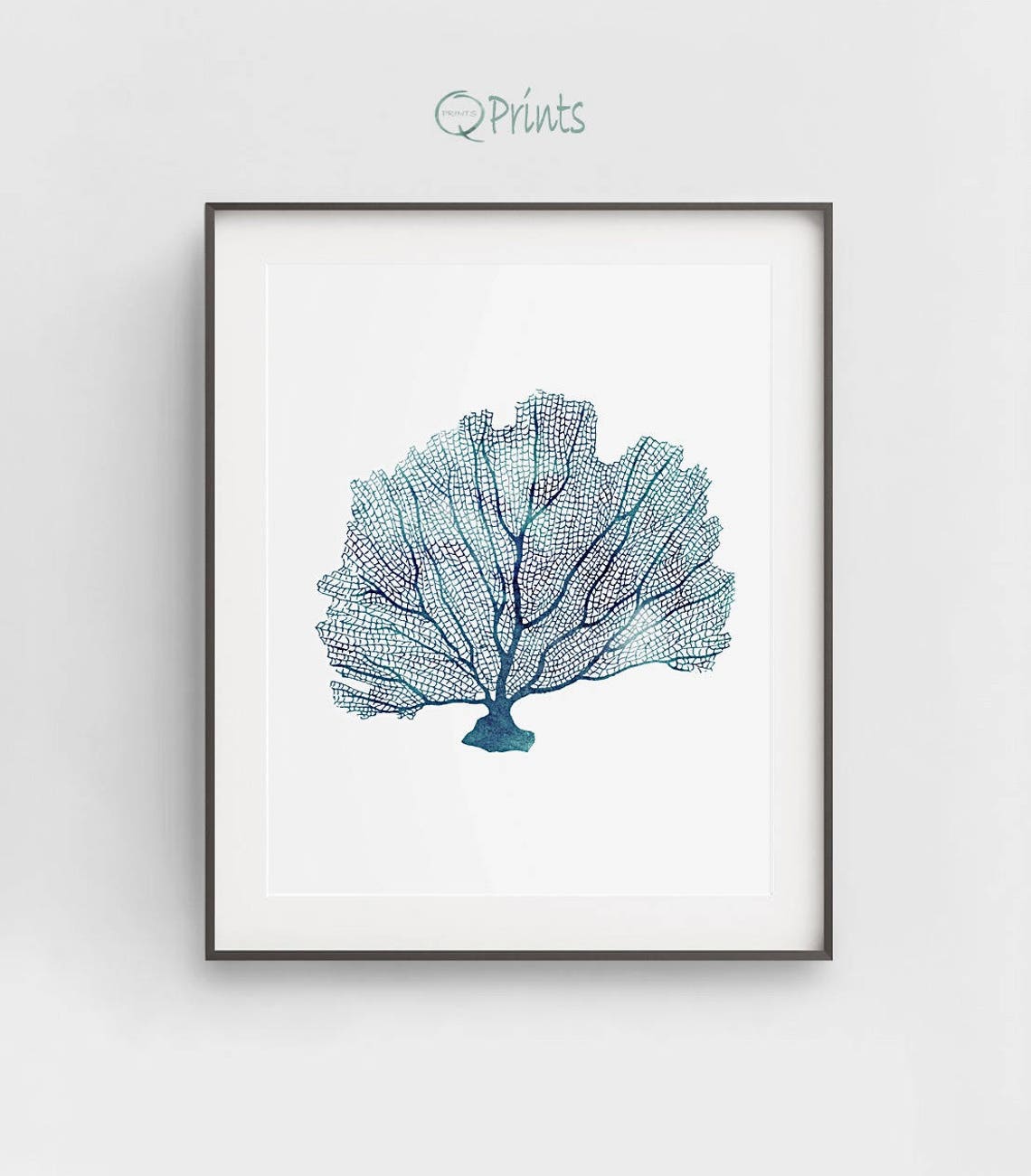 Coral Art Print Blue Coral Printable Digital Coral Navy - Etsy