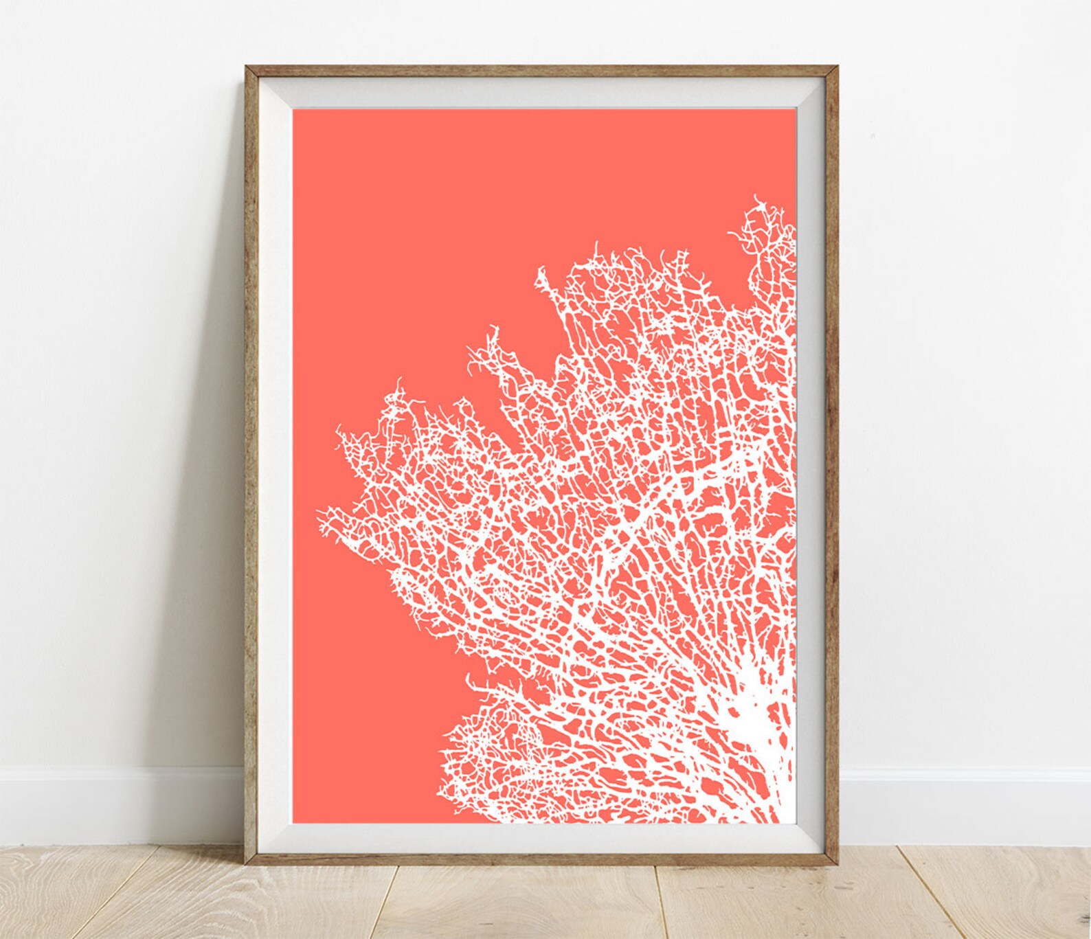 Set of Coral Prints Set of 4 Printables Orange Coral Colour | Etsy